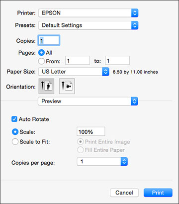 Selecting Basic Print Settings - Mac