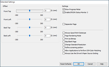 Selecting Extended Settings - Windows