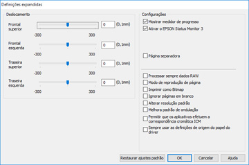 Seleção das configurações avançadas - Windows