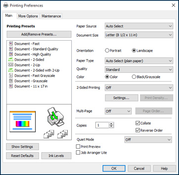 Selecting Basic Print Settings - Windows