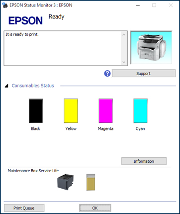 Checking Ink and Maintenance Box Status - Windows