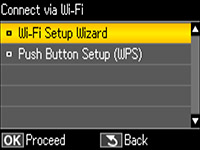 Selecting Wireless Network Settings from the Control Panel