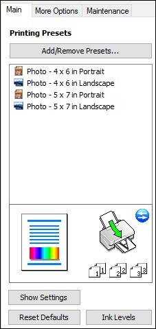 Selecting a Printing Preset - Windows