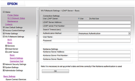 Configuring the LDAP Server and Selecting Search Settings