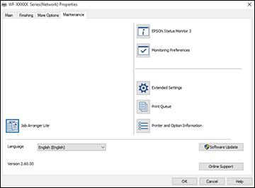 Selecting Extended Settings - Windows
