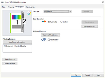 Selecting Additional Print Options - Windows