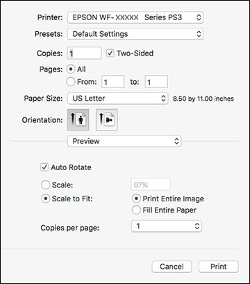 Selecting Basic Print Settings - PostScript Printer Software - Mac