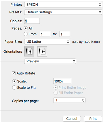 Selecting Basic Print Settings - Mac