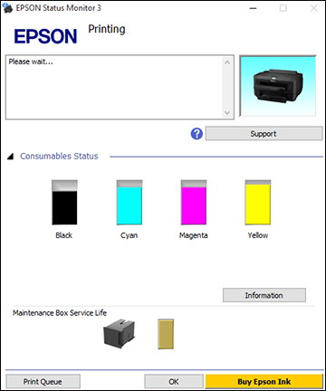 Checking Cartridge and Maintenance Box Status - Windows