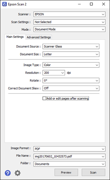 Starting a Scan Using the Epson Scan 2 Icon