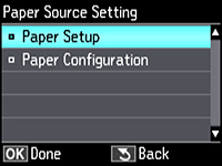 Selecting the Paper Settings for Each Source - Control Panel