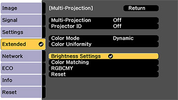 Adjusting the Projector's Brightness Level