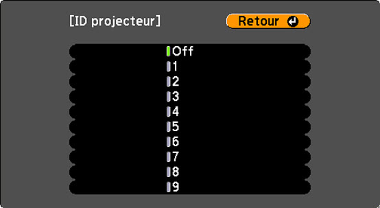 Réglage de l'identificateur du projecteur