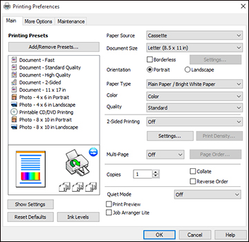 Selecting Basic Print Settings - Windows