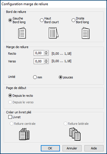 Sélection des paramètres d'impression recto verso - Windows