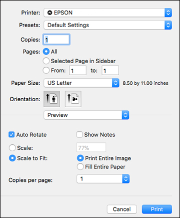 Selecting Basic Print Settings - Mac