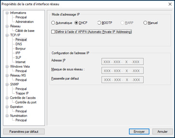 Configuration de l'adresse IP du produit à l'aide d'EpsonNet Config