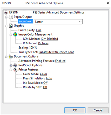 Selecting Additional Layout and Print Options - PostScript Printer Software - Windows