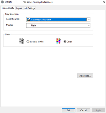 Selecting Basic Print Settings - PostScript Printer Software - Windows