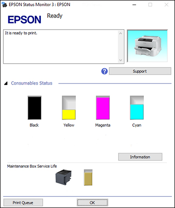 Checking Ink and Maintenance Box Status – Windows