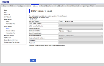 Configuring the LDAP Server and Selecting Search Settings