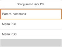 Sélection des paramètres PDL (langage de description de page)