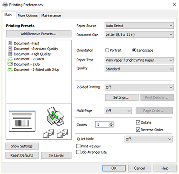 Selecting Basic Print Settings - Windows