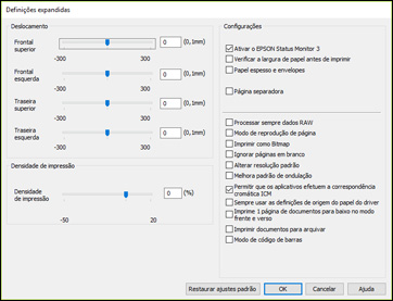Seleção das configurações avançadas - Windows