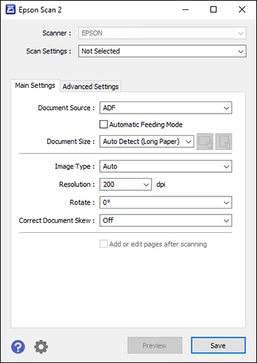 Changing the Scan Settings