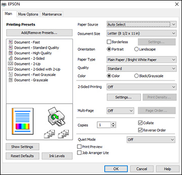 Selecting Basic Print Settings - Windows