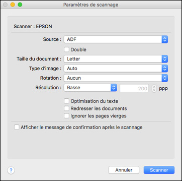 Numérisation à l'aide de Document Capture - Mac