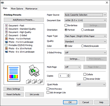 Selecting Basic Print Settings - Windows
