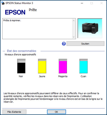 Vérification des niveaux d'encre - Windows