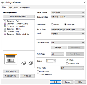 Selecting Basic Print Settings - Windows