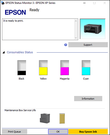 Checking Cartridge and Maintenance Box Status - Windows