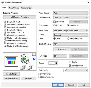 Selecting Basic Print Settings - Windows