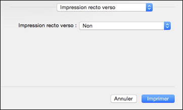 Sélection des paramètres d'impression recto verso - Mac