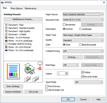 Selecting Basic Print Settings - Windows