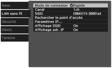 Sélection manuelle des paramètres de réseau sans fil