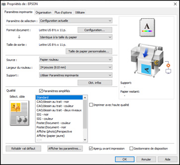 Modification des paramètres d'impression par défaut - Windows
