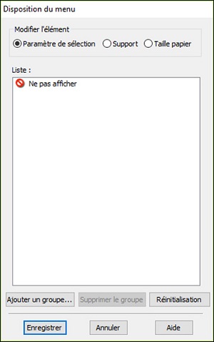 Modification de l'affichage des paramètres d'impression - Windows