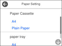 Selecting the Paper Settings - Control Panel