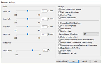 Selecting Extended Settings - Windows