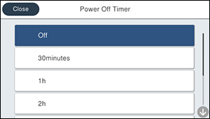 Changing the Power Off Timer Settings
