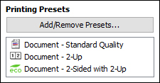 Selecting a Printing Preset - Windows