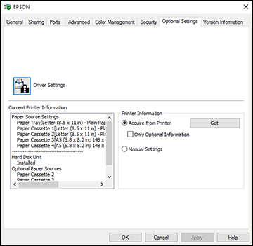 Synchronizing Printer Settings - PCL Driver - Windows