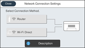 Selecting Wireless Network Settings from the Control Panel