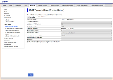 Configuring the LDAP Server and Selecting Search Settings