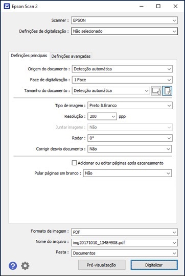 Como iniciar uma digitalização usando o ícone do Epson Scan 2