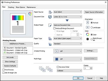 Selecting Basic Print Settings - Windows